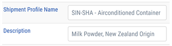 Shipment Profiles
